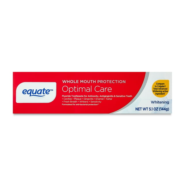 Equate Optimal Care Whitening Toothpaste, 5.1 oz - Walmart.com