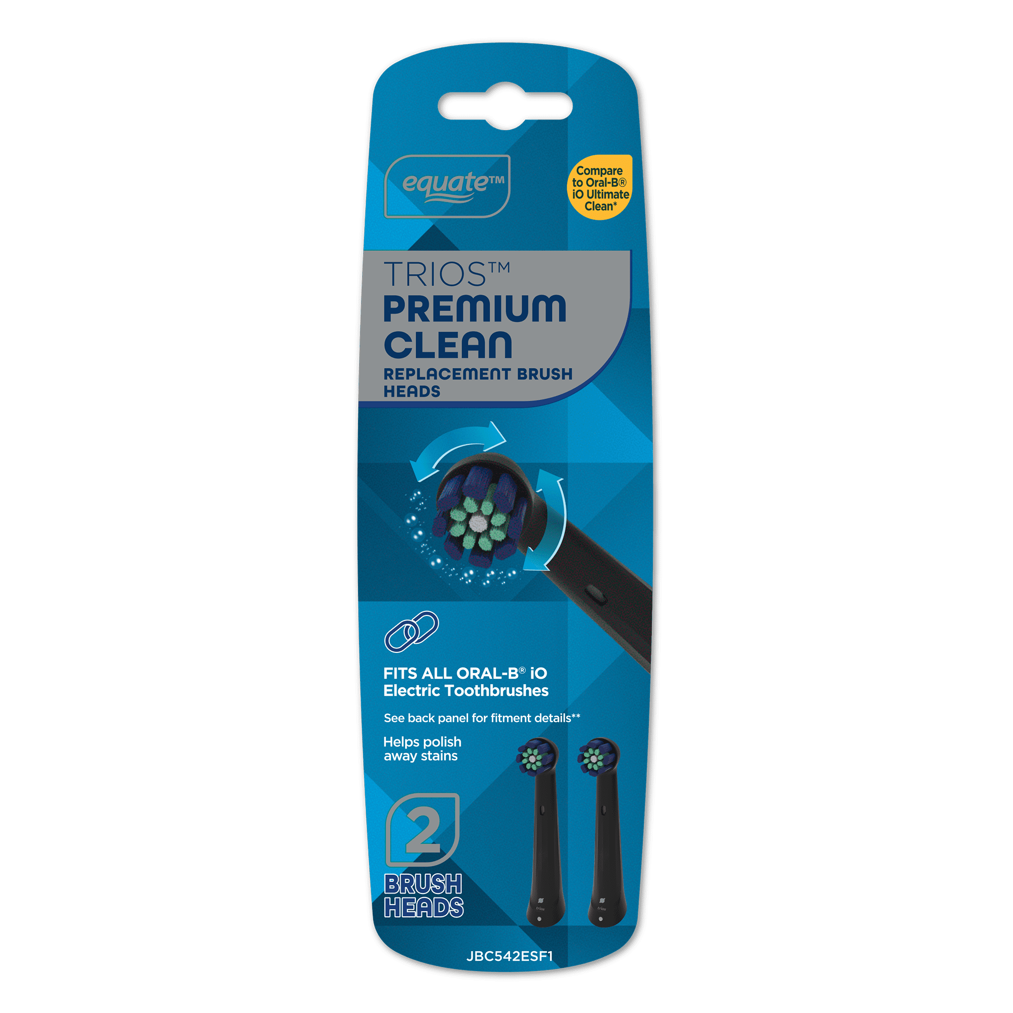 Equate Trios™ Premium Clean Replacement Brush Heads, Fits All Oral-B iO ...
