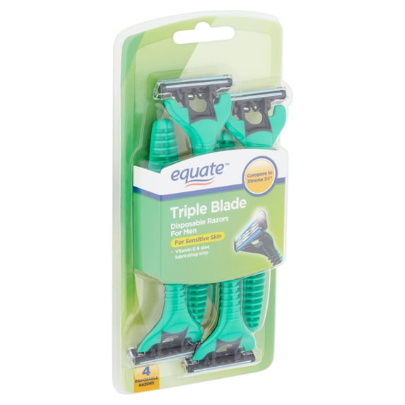 Equate Triple Blade Disposable Razors for Men, 4 count - Walmart.com
