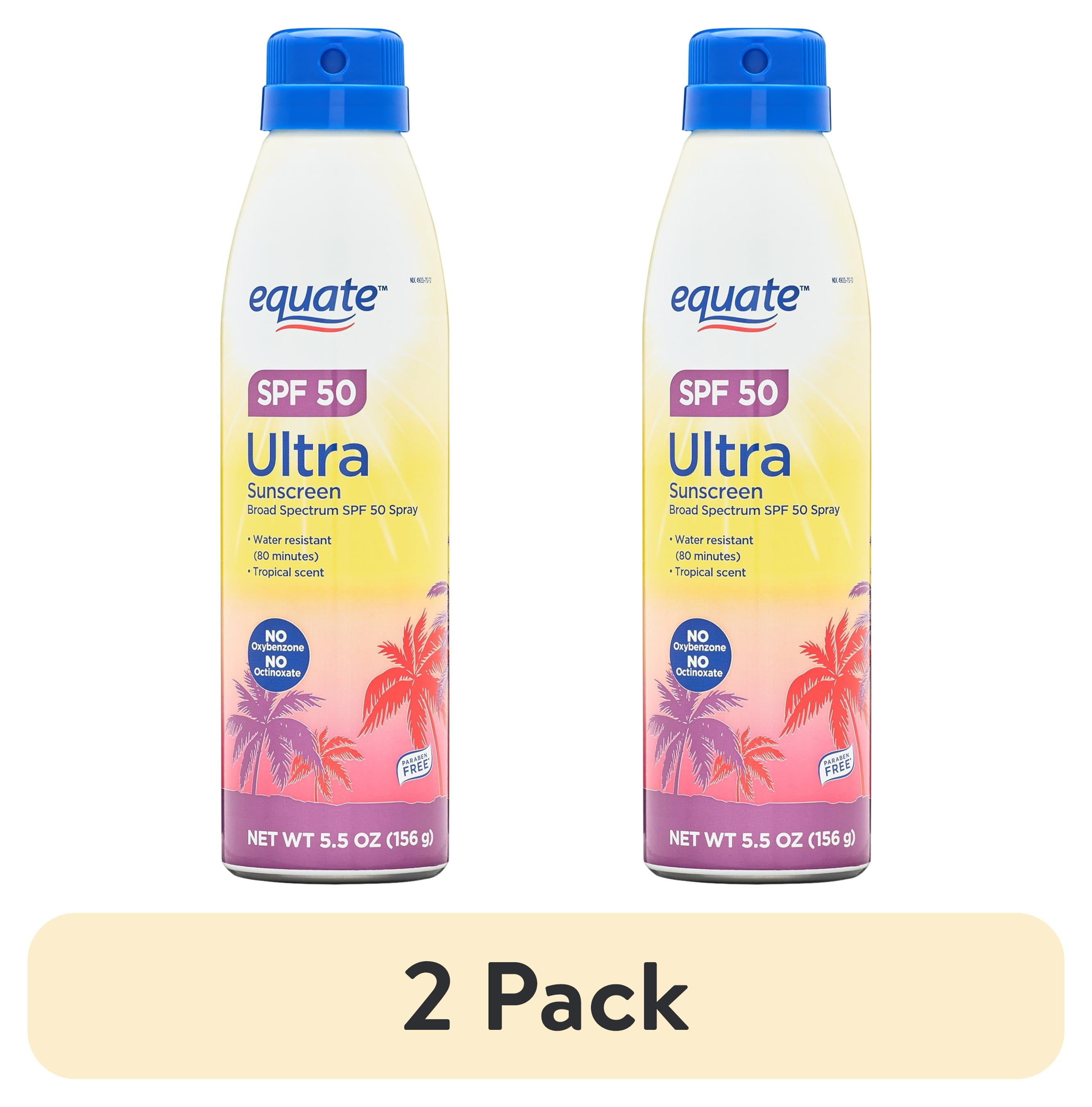 (2 pack) Equate Ultra Broad Spectrum Sunscreen Spray, SPF 50, 5.5 oz ...