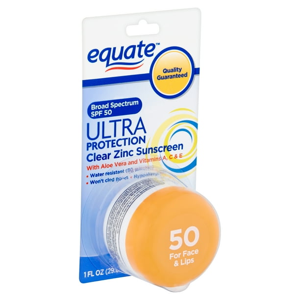 Equate Ultra Protection Clear Zinc Broad Spectrum Sunscreen, SPF 50, 1 ...