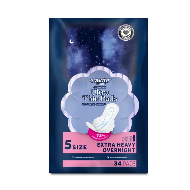 Equate Ultra Thin Pads with Flexi-Wings, Unscented, Extra Heavy ...