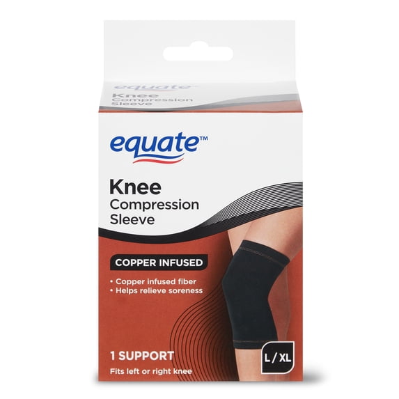 Equate Unisex Copper Infused Knee Support Sleeve, Large and Extra Large ...