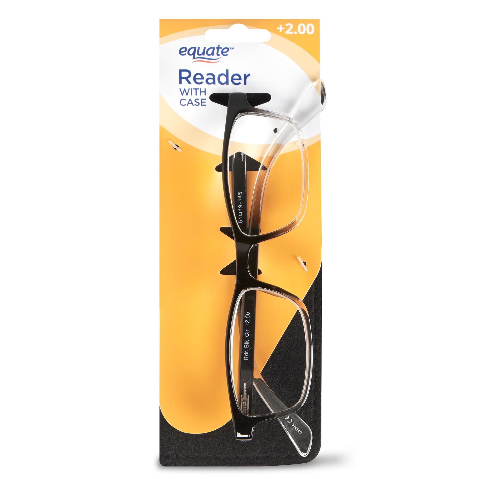 Brandclub - Equate Unisex Reader Glasses with Case, Plastic Lens, Black ...