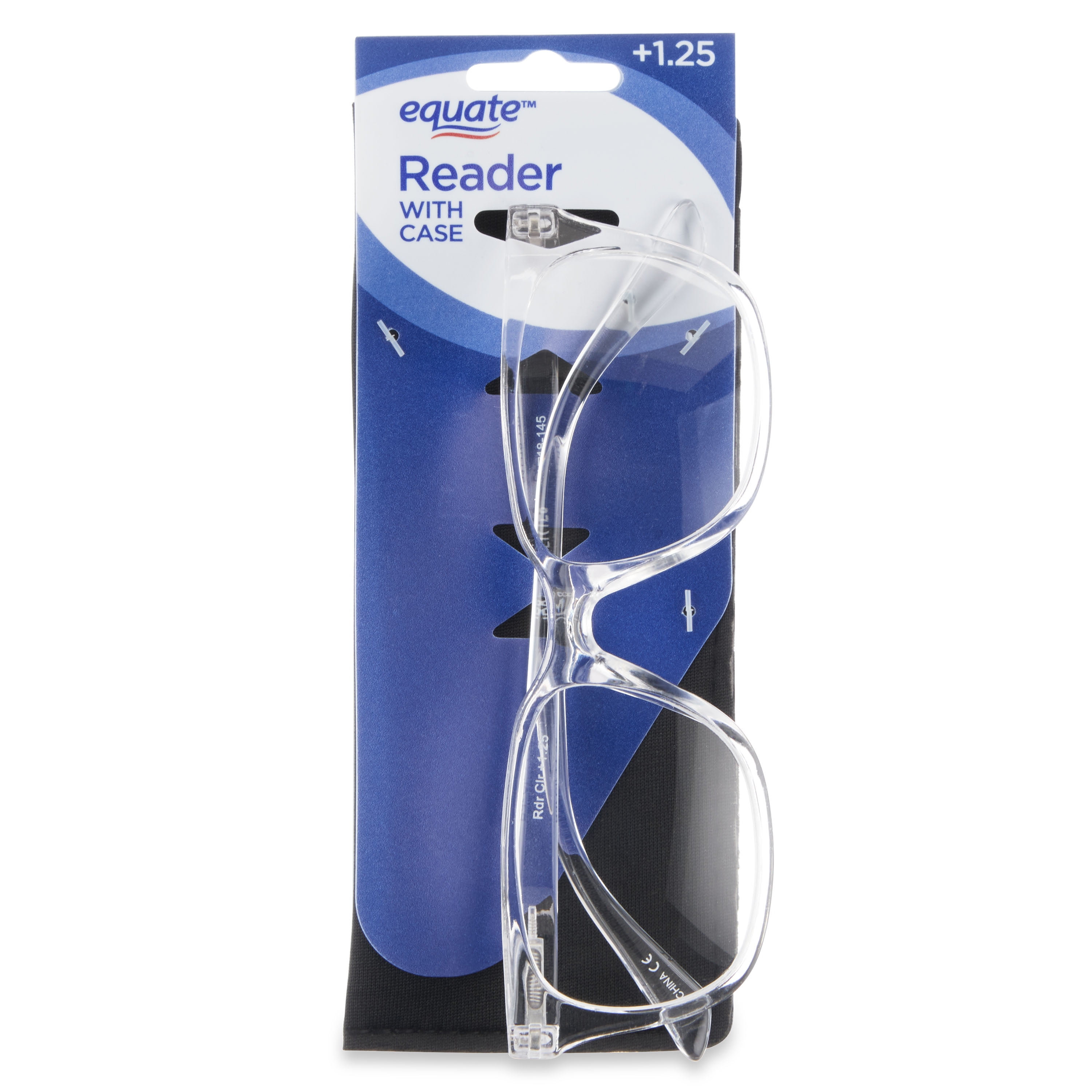 Equate Unisex Full Rim Reading Glasses with Case, Single Vision Plastic ...