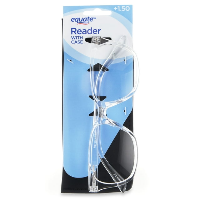 Equate Unisex Rectangular Single Vision Reading Glasses with Case ...