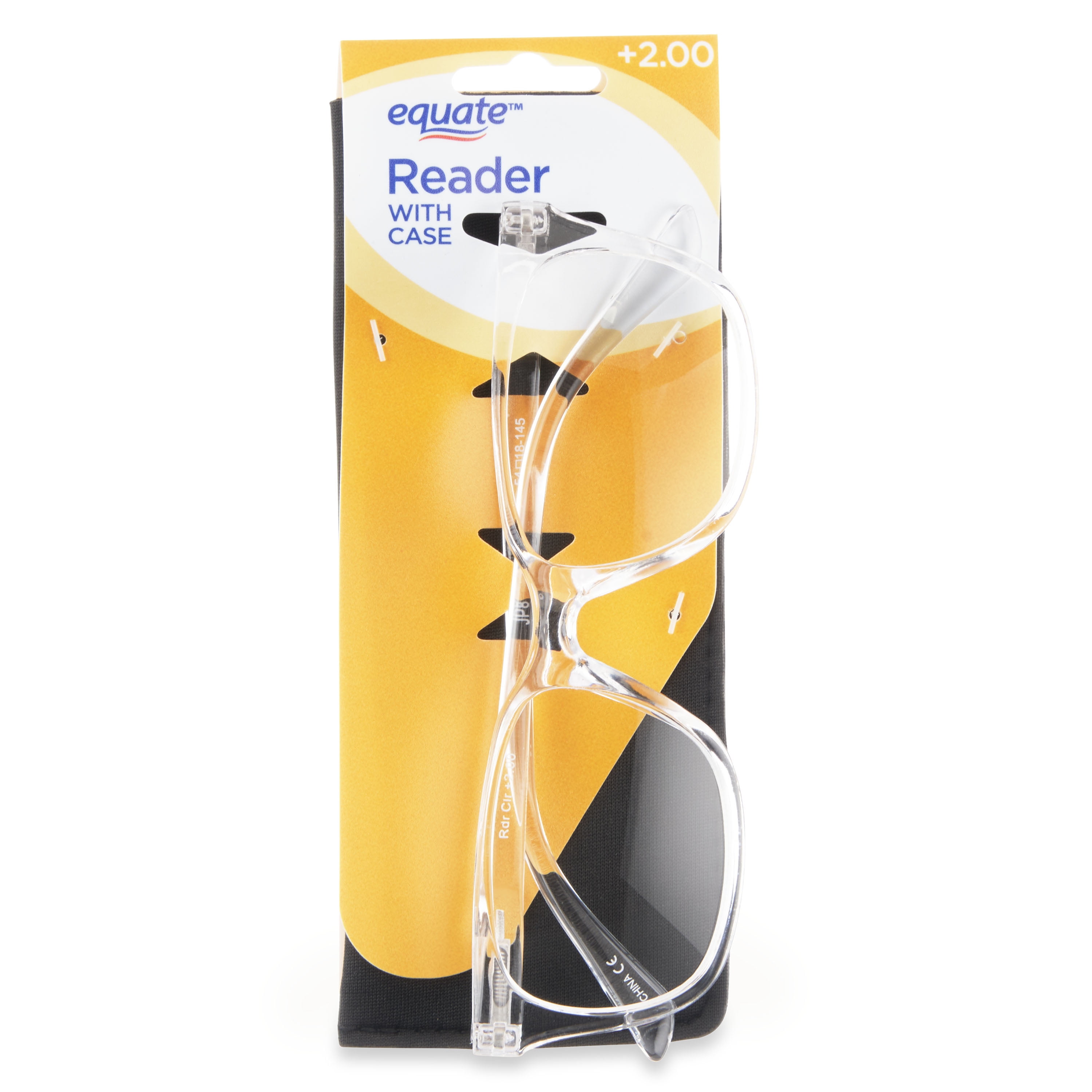 Equate Unisex Rectangular Reading Glasses, Single Vision with Case ...