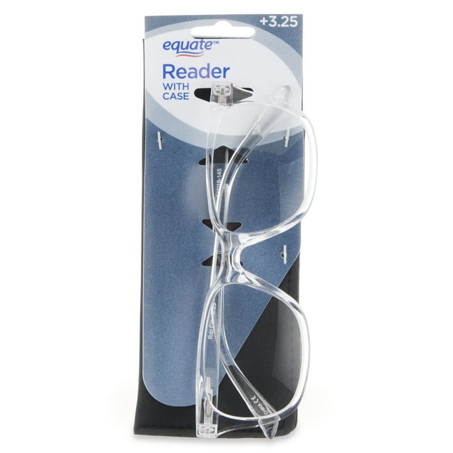 Equate Unisex Reading Glasses, Rectangular Frame Style with Case ...