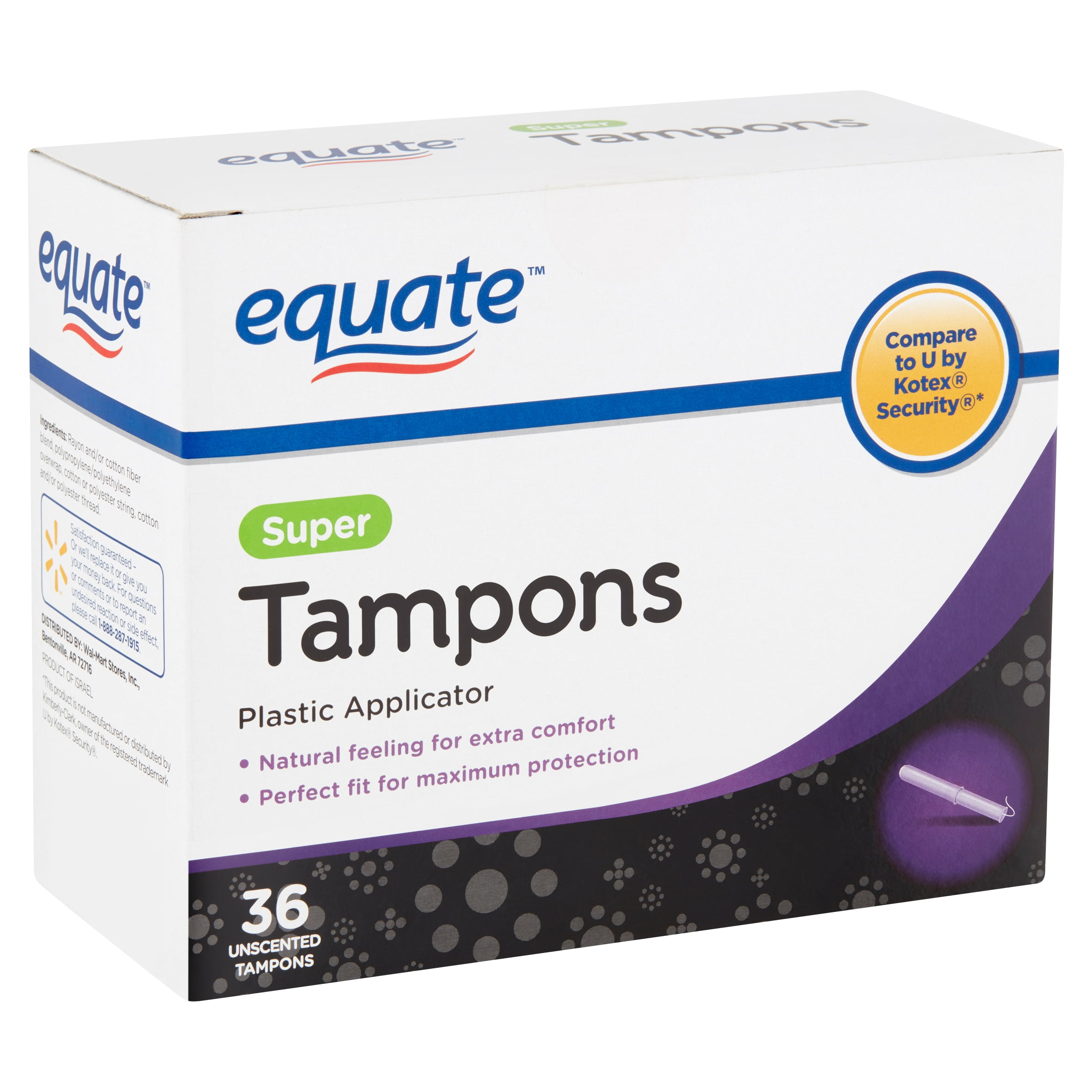 Equate Unscented Tampons, Super, 36 Count - Walmart Business Supplies