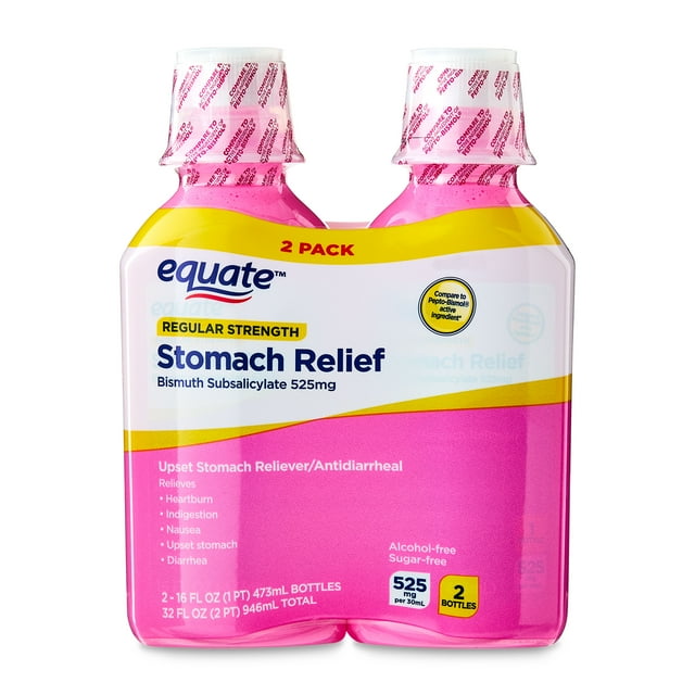 Equate Upset Stomach Relief Bismuth Liquid, Regular Strength, 16 fl oz ...