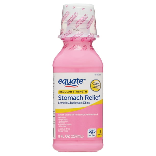 Equate Upset Stomach Relief Bismuth Liquid, Regular Strength, 8 fl oz ...