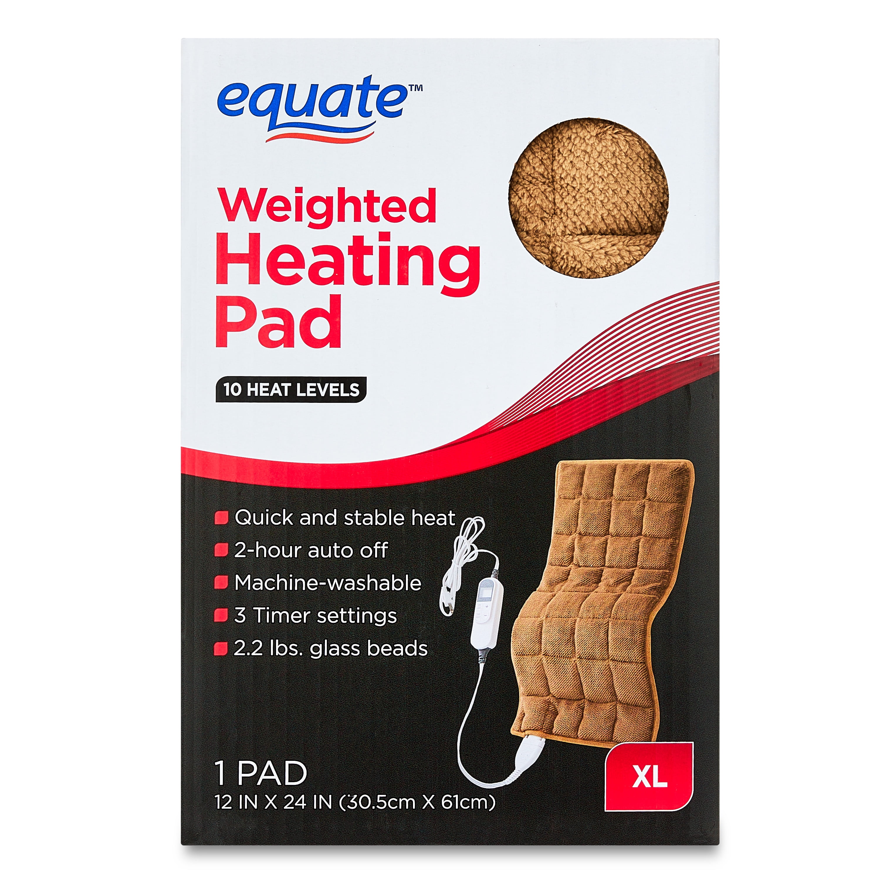 Equate PrimaLushTM Weighted Heating Pad with 10-Setting Controller, 12 ...