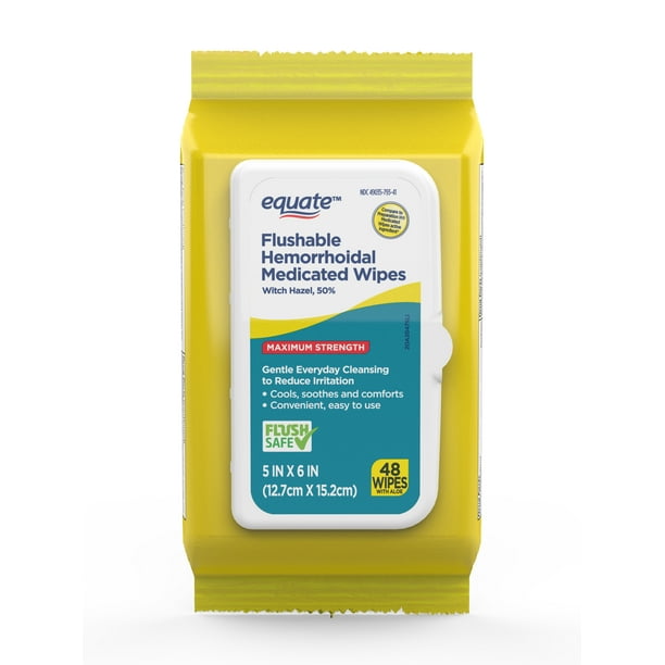Equate Witch Hazel Flushable Hemorrhoidal Medicated Wipes, 48 Count ...
