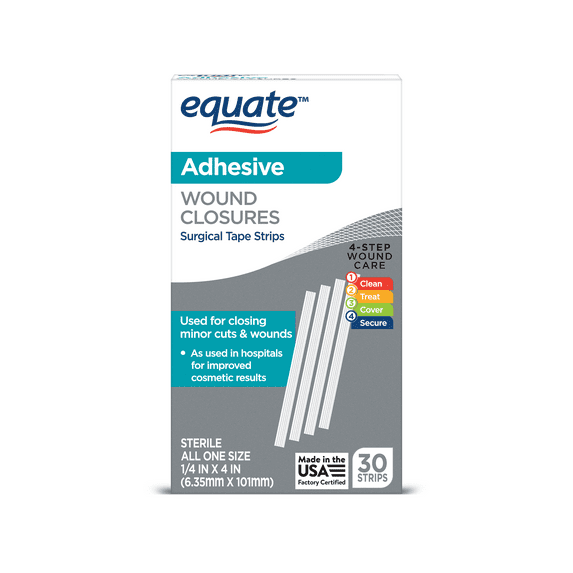 Equate Adhesive Wound Closures Surgical Tape Strips 30 Count, Sterile ...