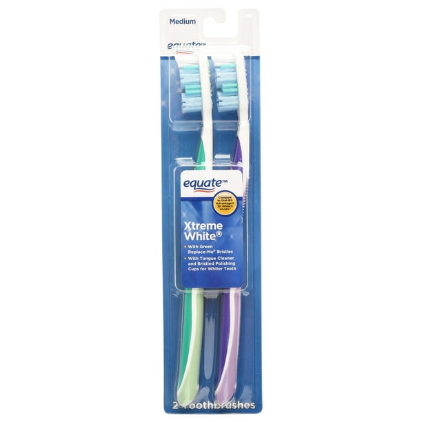 Equate Xtreme White Medium Bristle Toothbrush, 2 Pack - Walmart ...