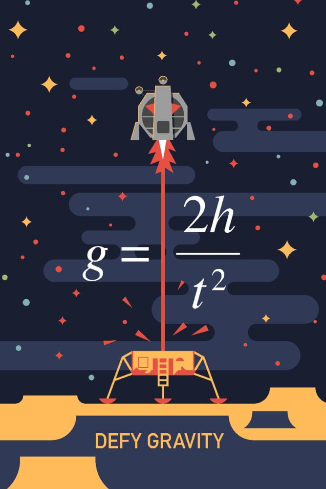 Equations and Emojis Collection, Lunar Lander, Defy Gravity (24x36 Giclee Gallery Art Print ...