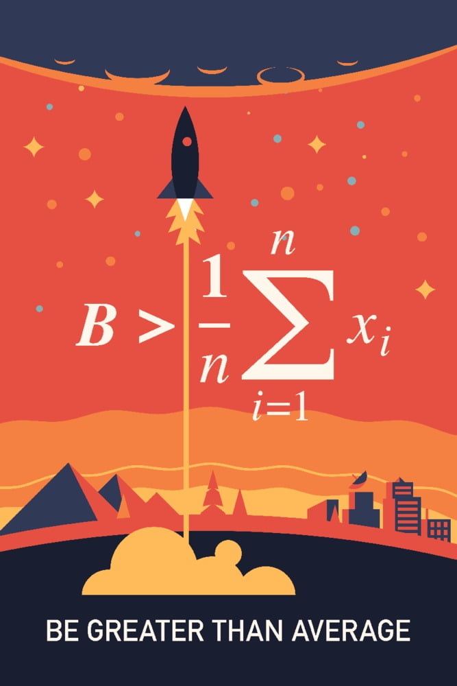 Equations and Emojis Collection, Rocket, Be Greater Than Average (12x18 ...
