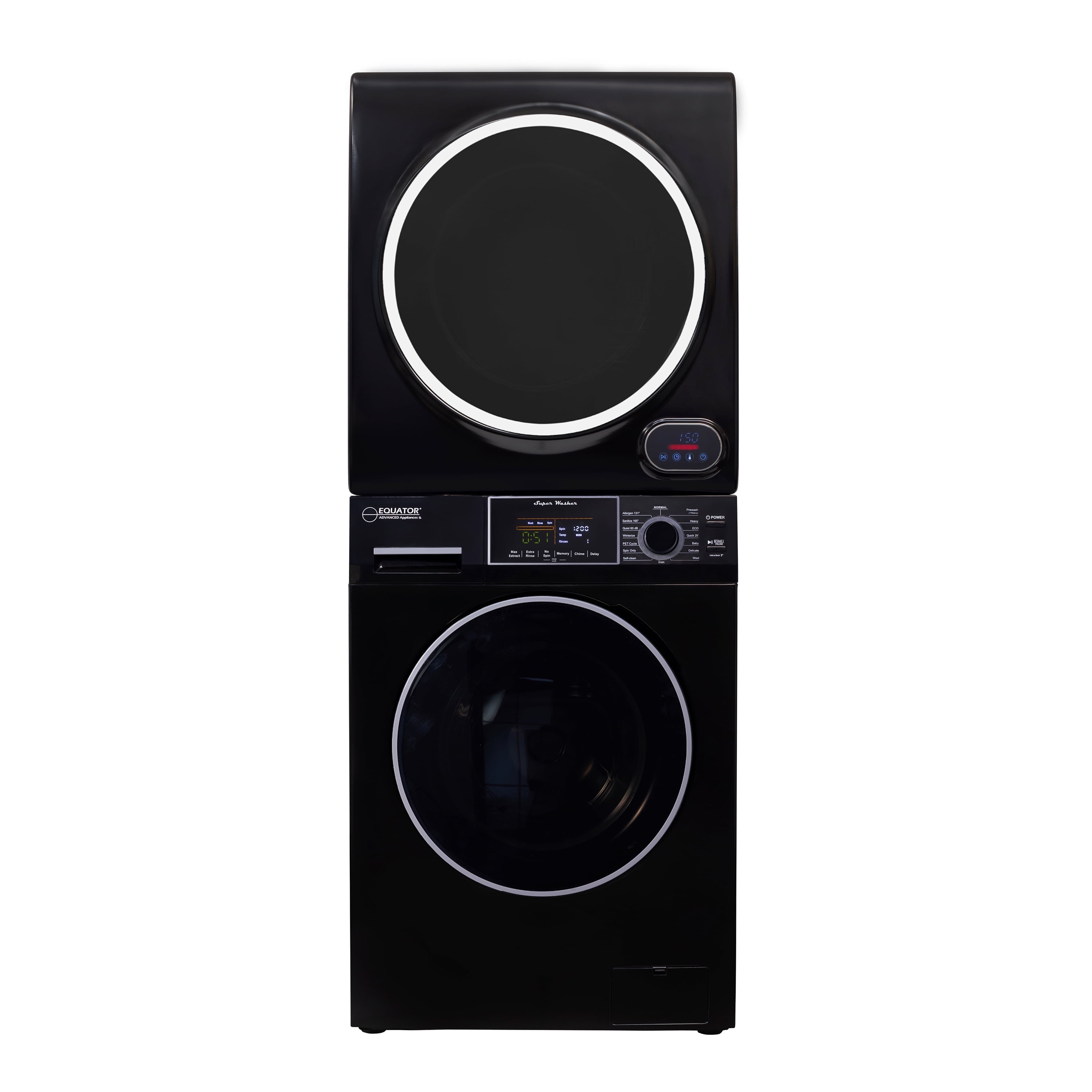 Equator Stackable Washer & Dryer Combo, 1.6cf Washer w/ Pet Cycle & 3 ...
