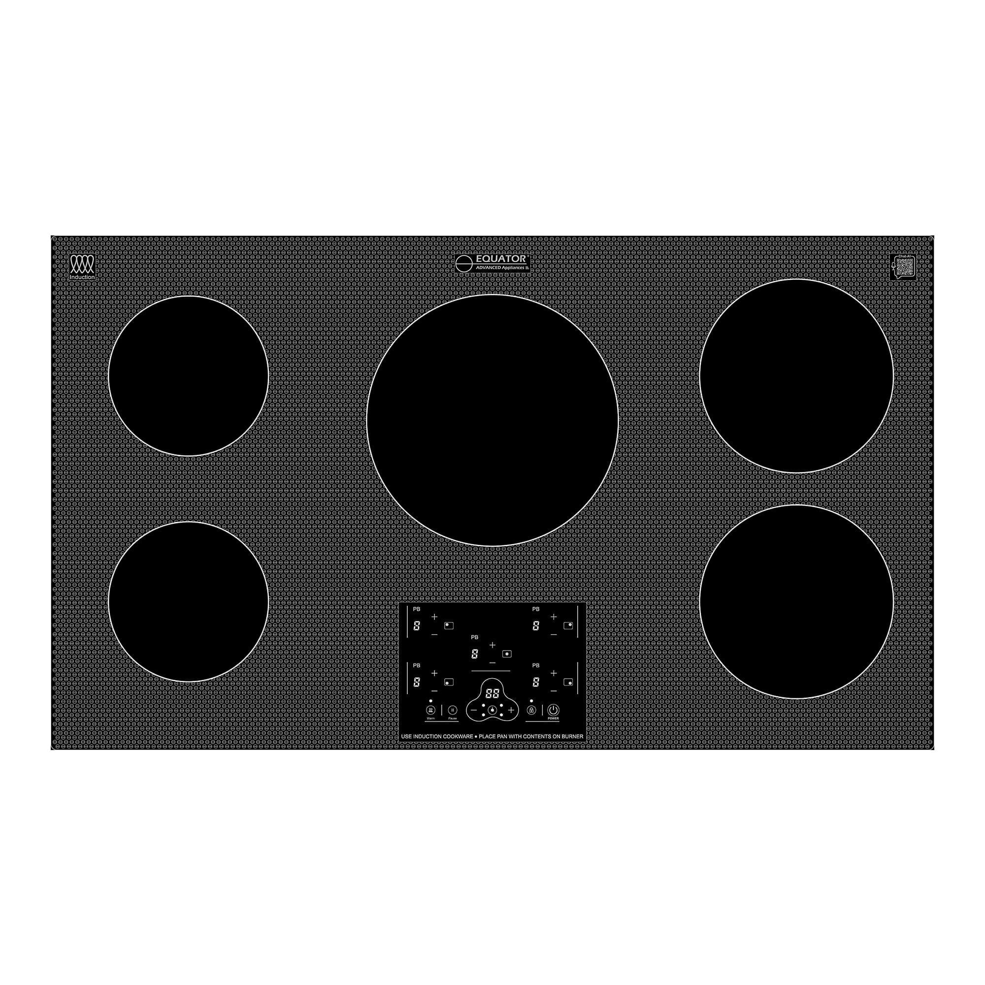 Equator 36" Built-In 5 Burner Induction Cooktop POWER BOOST Keep Warm ...