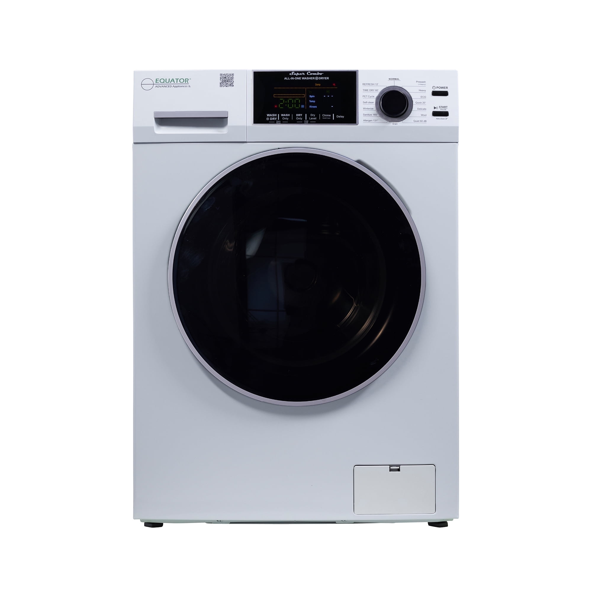 Equator All-in-One Combo Electric Washer-Dryer, 1.62 cu. ft. / 15 lbs ...