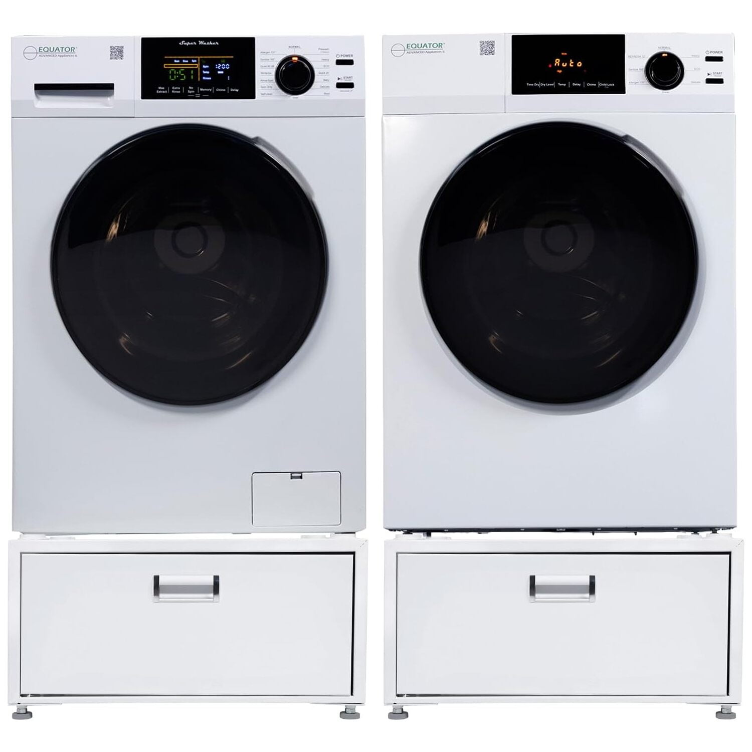 Equator Advanced Appliances Laundry Set - 1.9 cf Washer & 4 cf Vented Dryer - 110V - Space ...