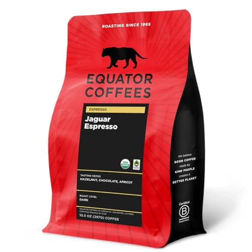 Equator Coffees, Jaguar Espresso, Organic Fine Ground Coffee, Dark Roast, Fresh Roasted ...