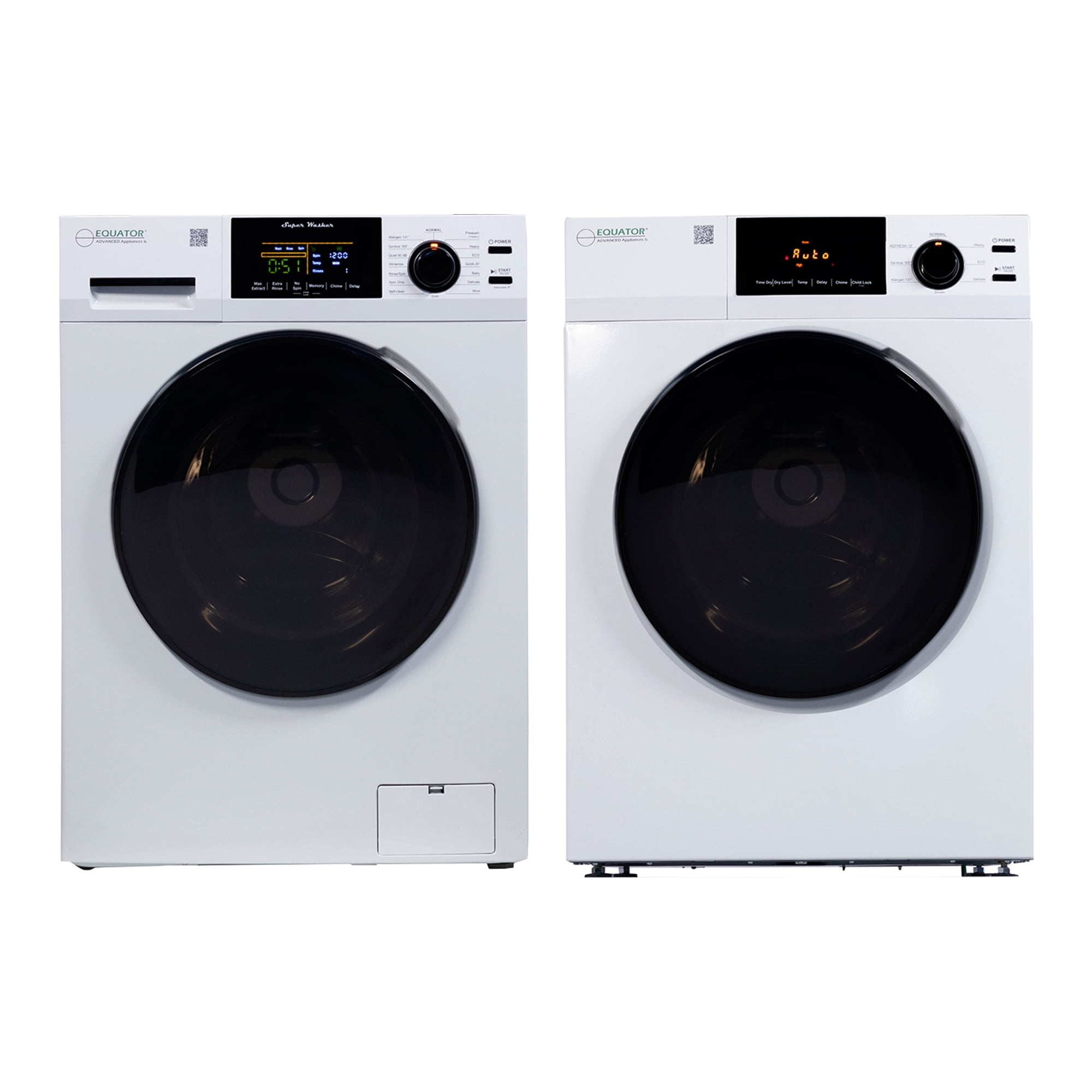 Equator Deluxe Washing Machine Set, Digital Washer 1.9cf & Vented Dryer ...