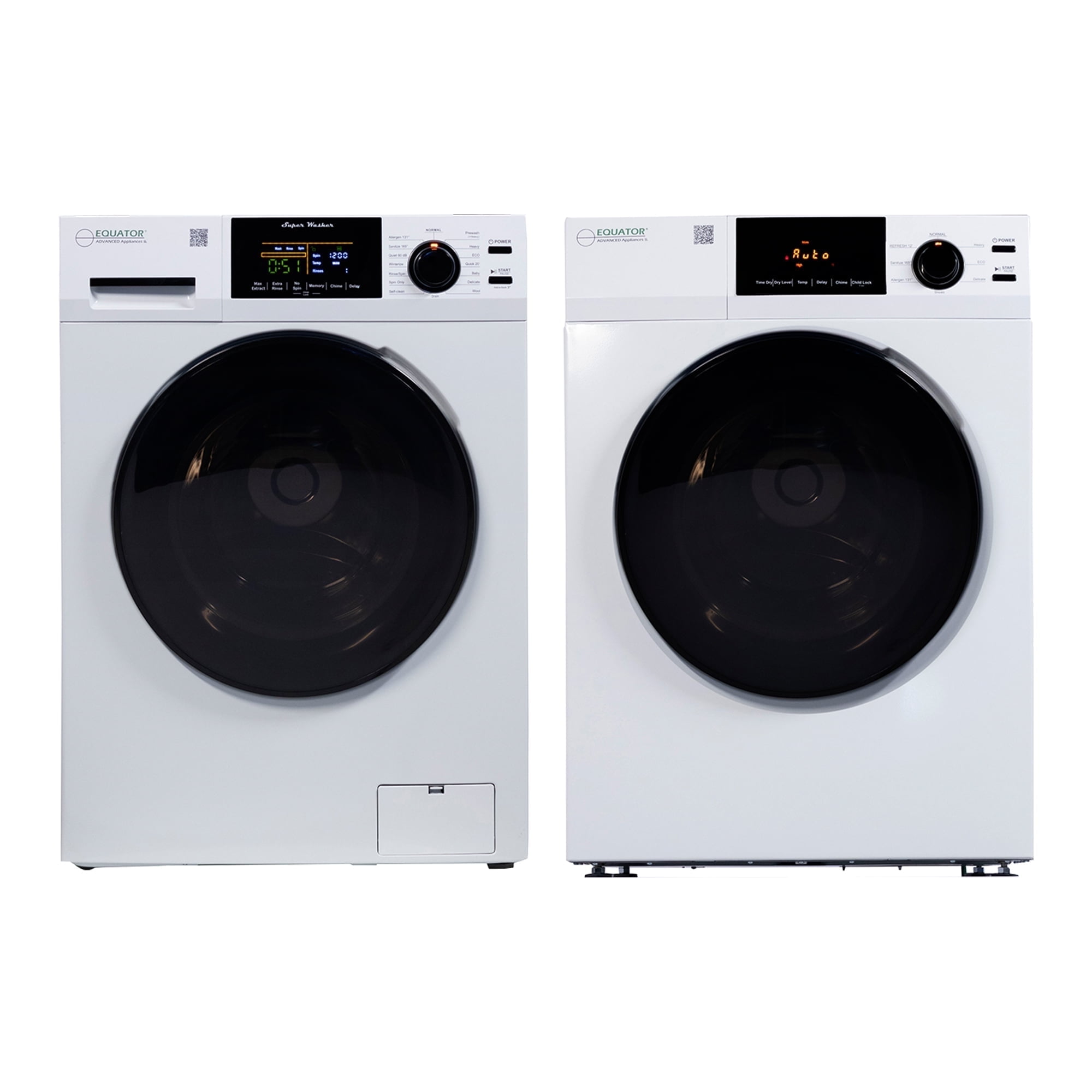 Equator Deluxe Laundry Set, 1.9cf Sani Washer + Vented Dryer, 12 Wash ...