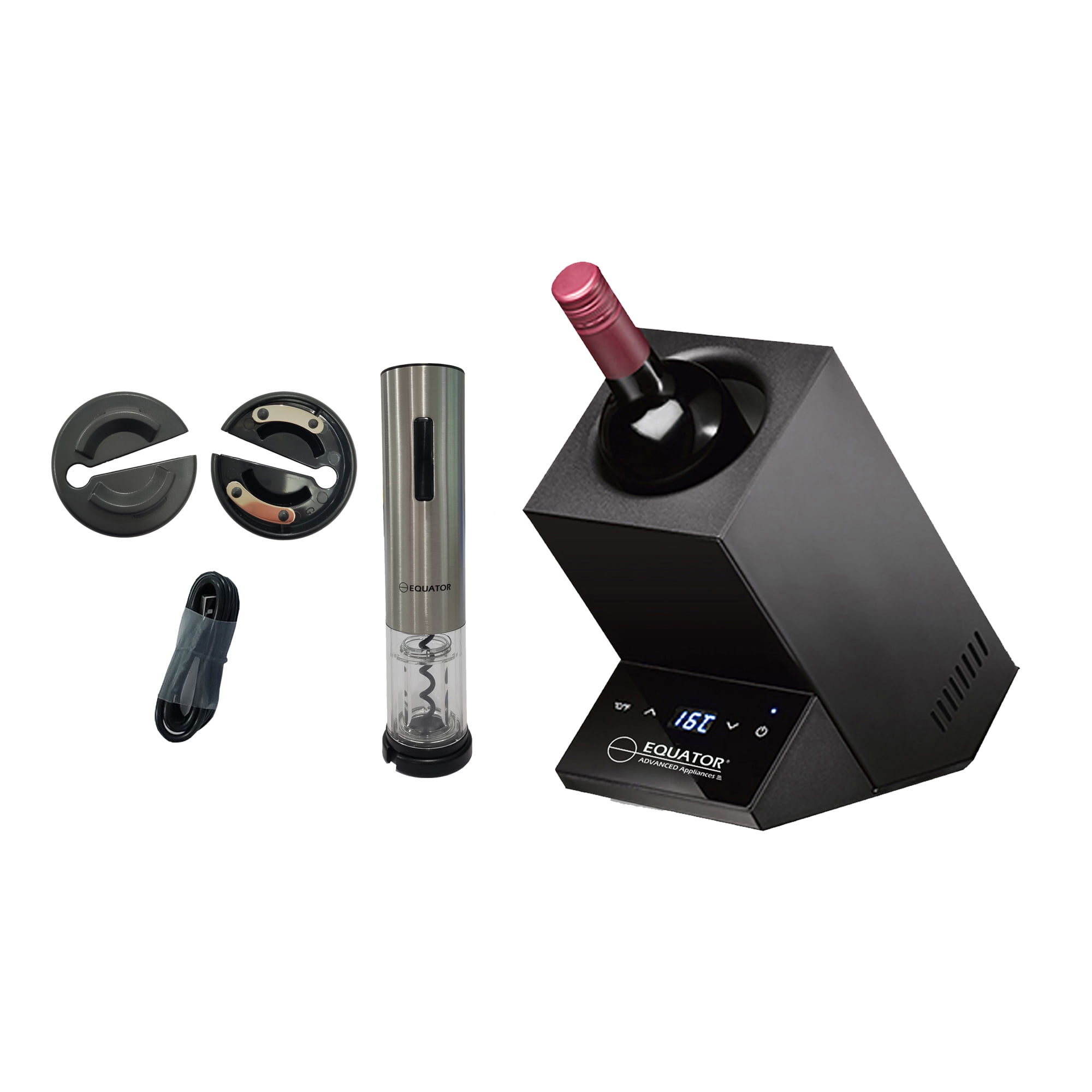 Equator Single Bottle Chiller Wine-Champagne-Water Black 110V AC/12V DC ...