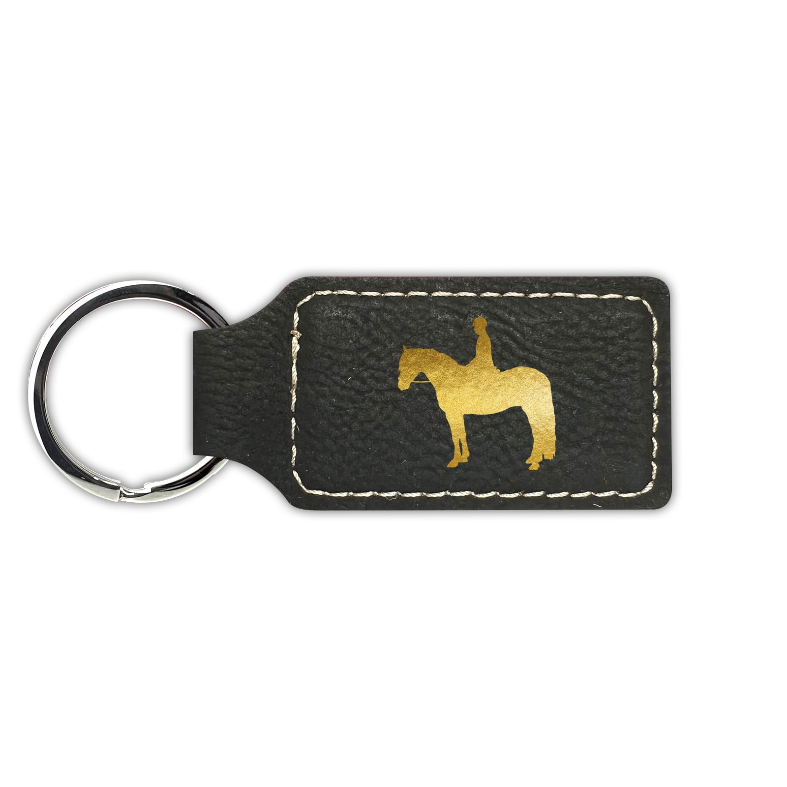 Equestrian Fox Hunting Keychain Leatherette Rectangle - Laser Engraved ...
