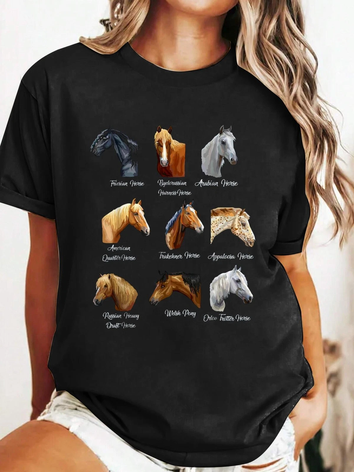 Equestrian Horse Breed Line Art Elegant Riding Inspired Graphic Unisex ...