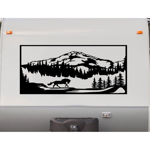 Equestrian Horse Decal RV Camper Motor Home Sticker Mountain Scene ...