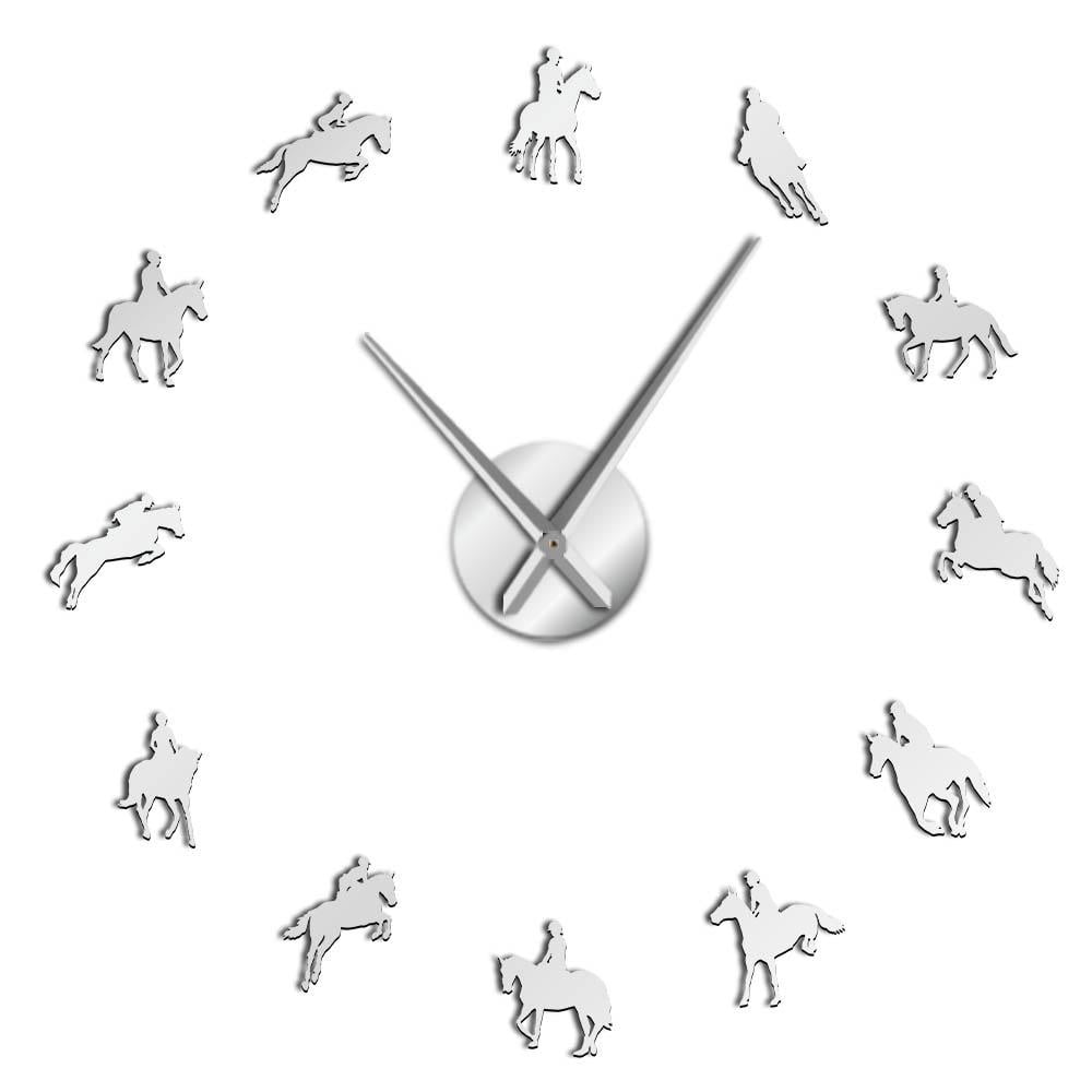 Equestrian Horse Riding Frameless Wall Clock Stickers, DIY Modern ...