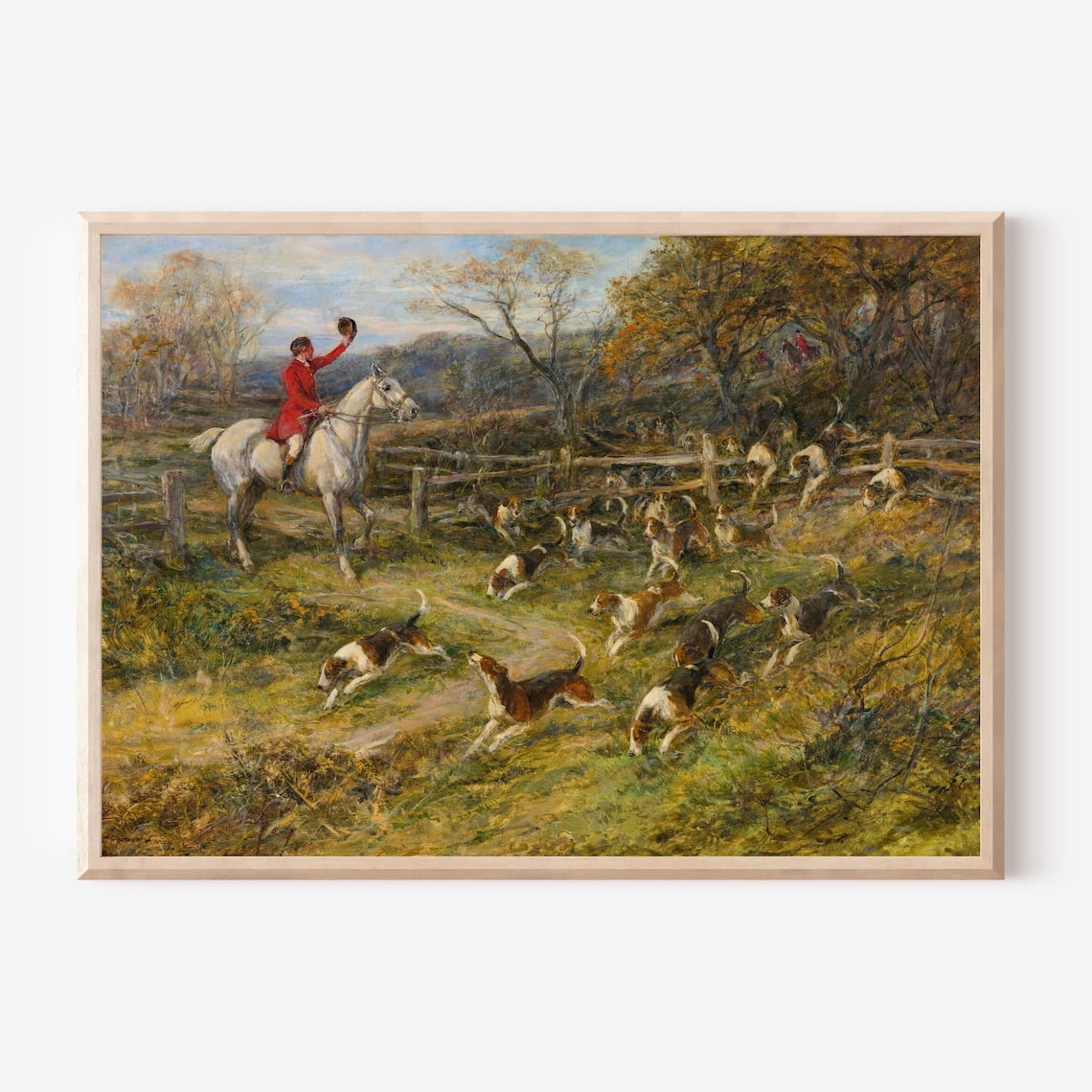Equestrian Hunt Scene Poster Vintage English Countryside Art Home Decor ...