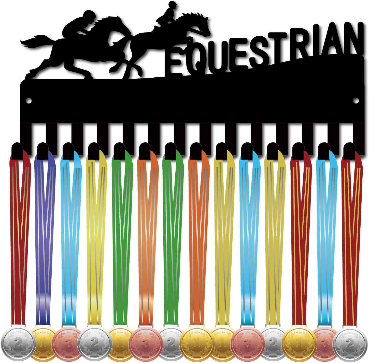 Equestrian Medal Rack Holder Horsemanship Horse Medal Display with 14 ...