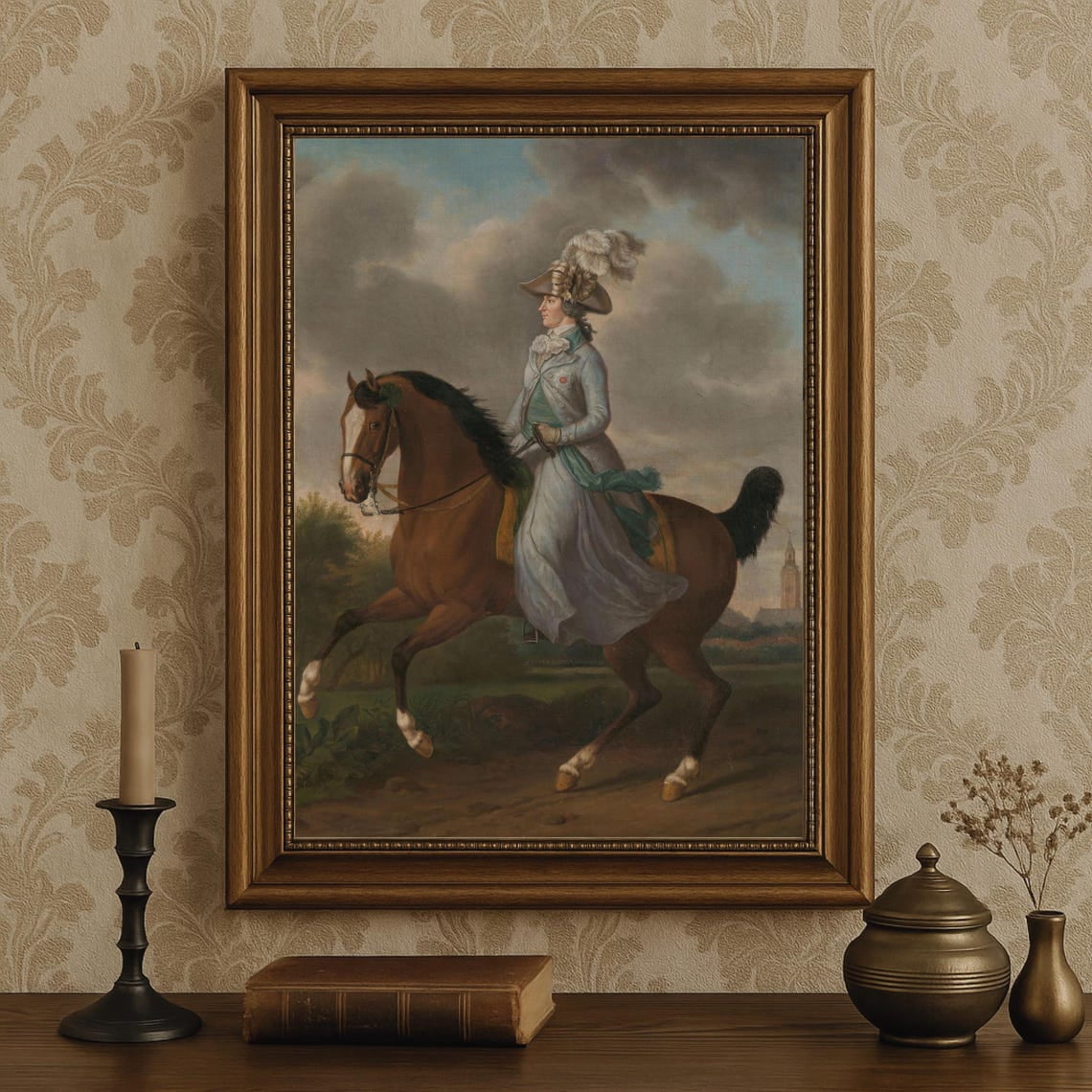 Equestrian Portrait Th Century Noble Lady On Horse Home Decor UNFRAMED ...