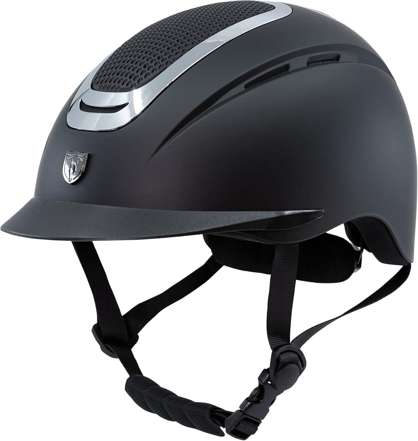 Equestrian Ultra Helmet, Matte Black Shell/Matte Blacktop/Silver Trim ...