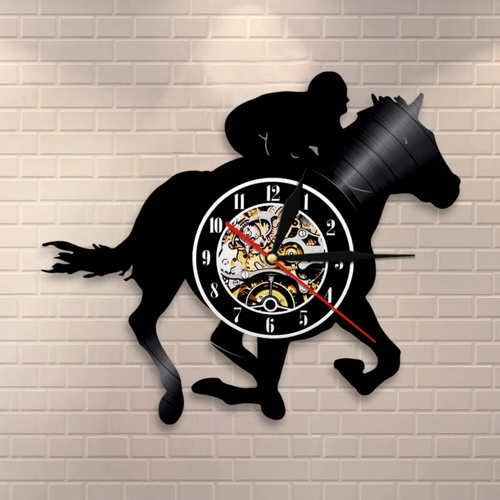 Equestrian Vinyl Wall Clock,Vinyl Record Clock Wall Art Black Handmade ...