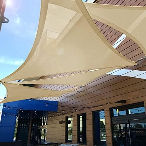 Equilateral Triangle Sun Shade Sails Canopy 195GSM Beige 18' X 18' X18 ...