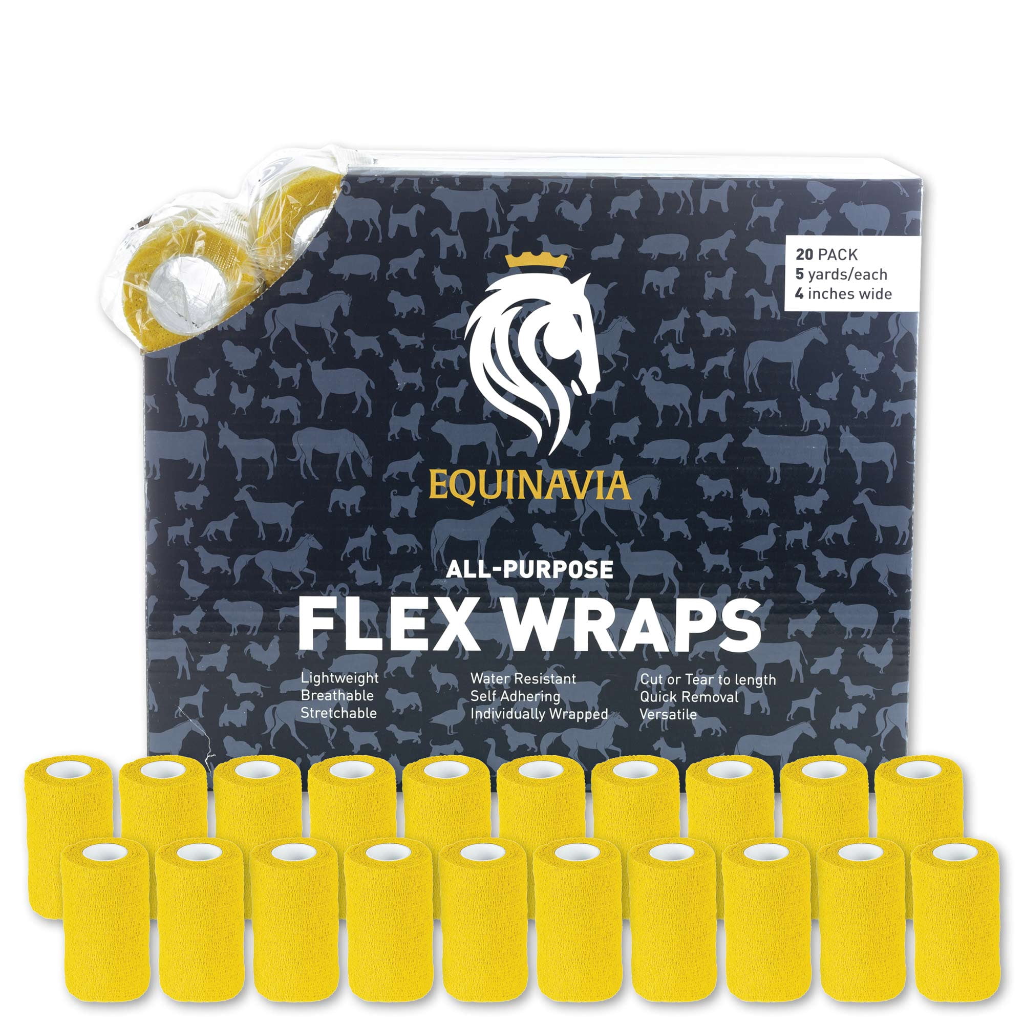 Equinavia 20 Pack Self Adhesive 4 Inch Vet Wraps with Easy-Dispenser ...