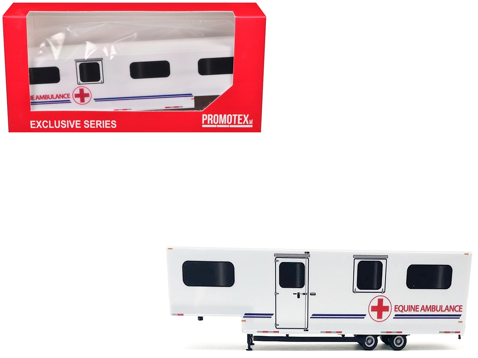 Equine Ambulance Trailer White with Blue Stripes 1/87 (HO) Plastic ...