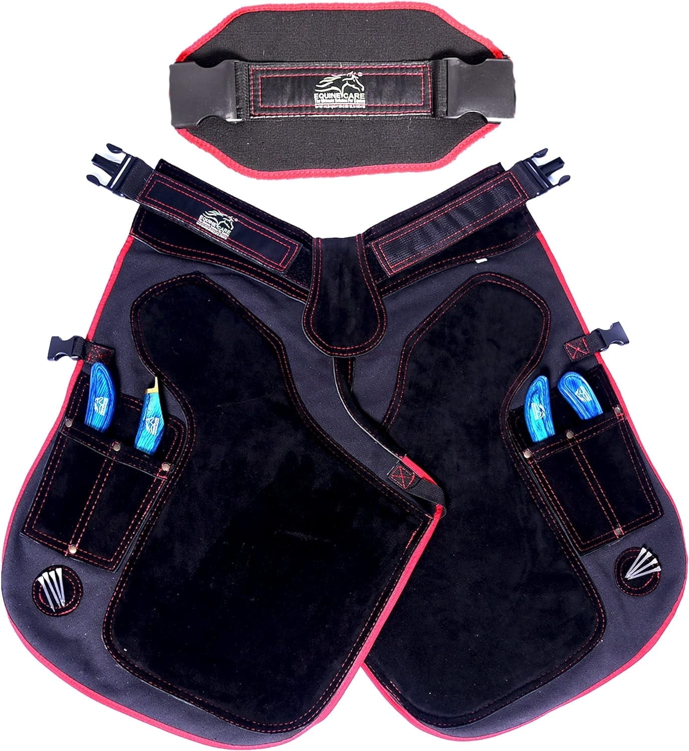 "Equine Care Unisex Beige Farrier Apron Chaps, 25" L | Cowhide Suede, 4 ...