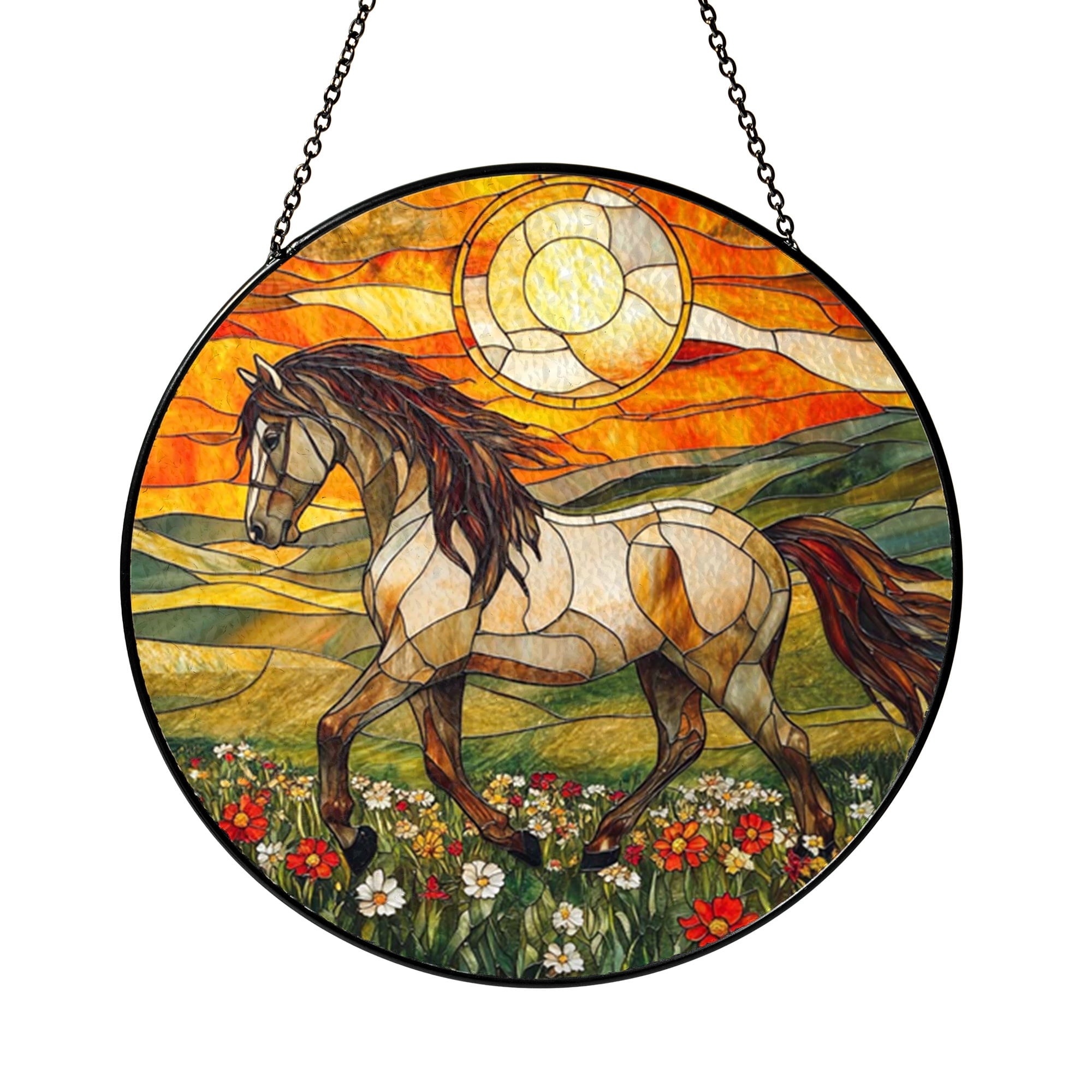 Equine Horse Stained Glass Style Suncatcher, Western Window Hanging Art ...