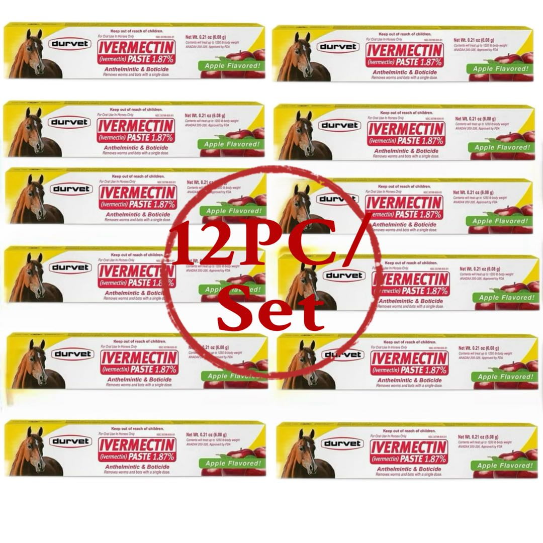 Equine 𝙄𝙫𝙚𝙧𝙢𝙚𝙘𝙩𝙞𝙣 Paste,12 PCS Effective Horse Wormer, 1.87% for Horse ...