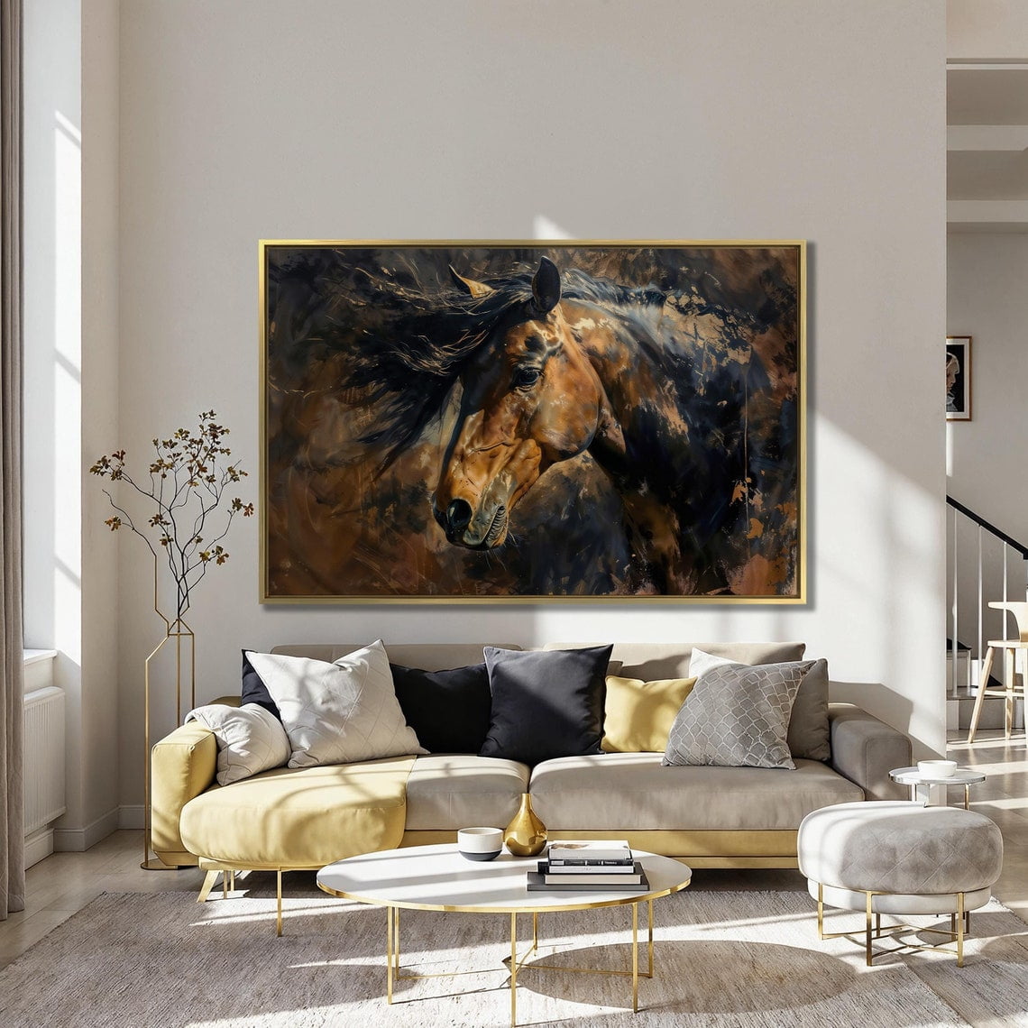 Equine Poster: Brown And Golden Horse, Equestrian Wall Art, Unframed ...