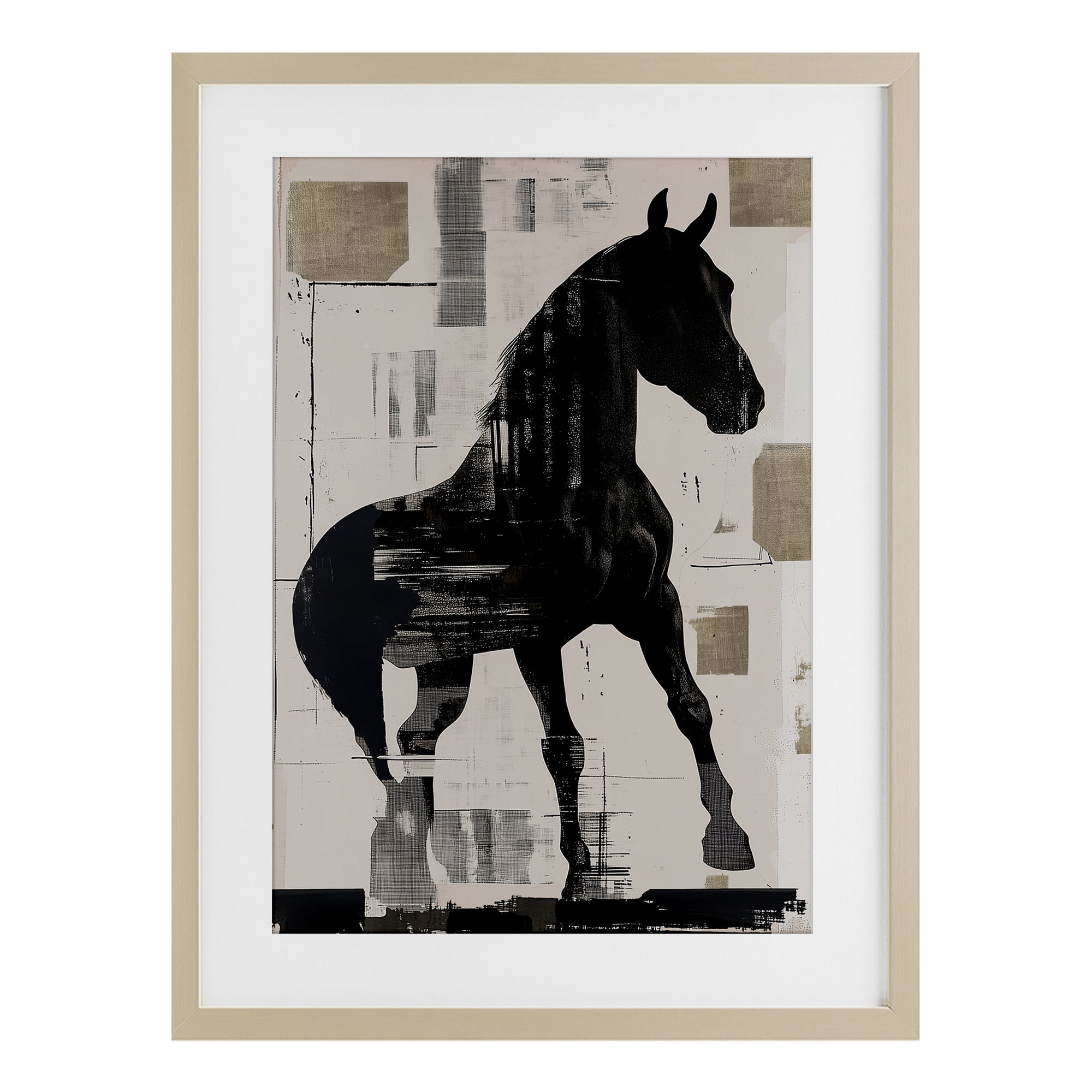 Equinity Horse Silhouette Birch Framed Print Under Glass, design by ...