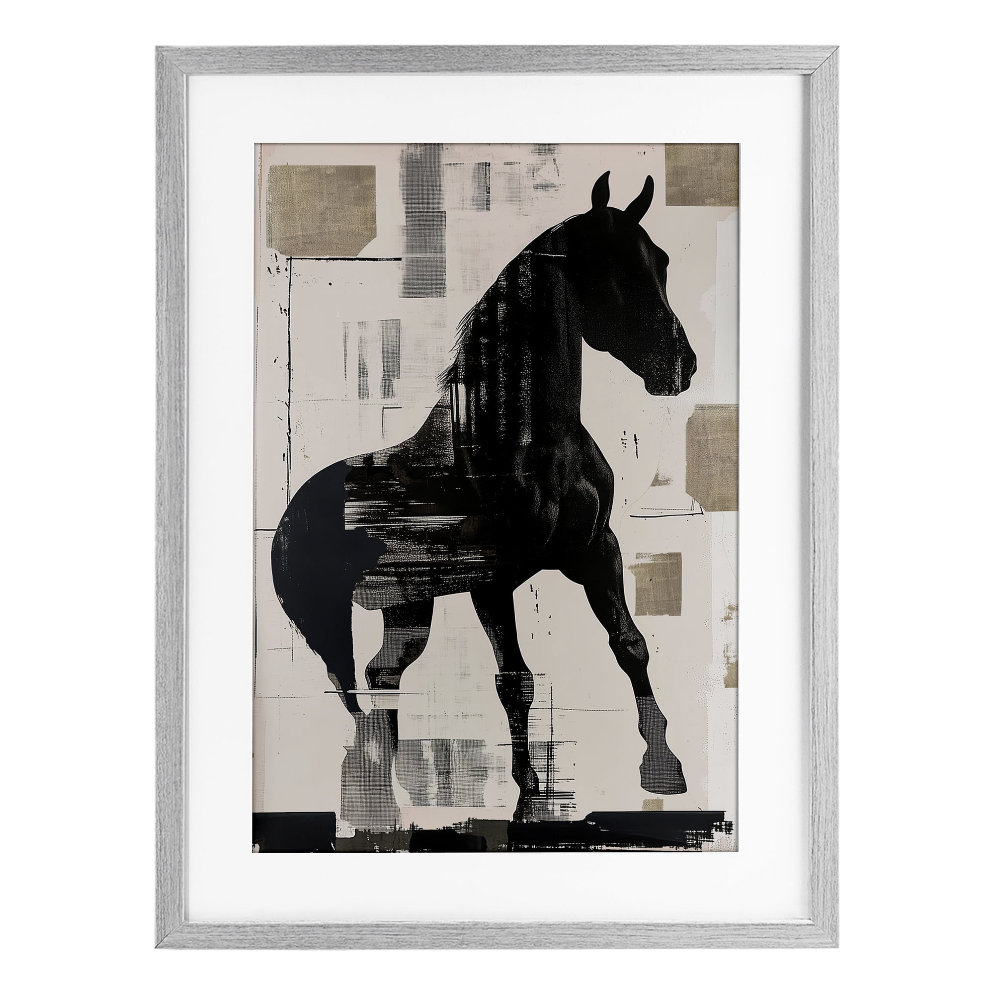 Equinity Horse Silhouette Gray Framed Print Under Glass, design by ...