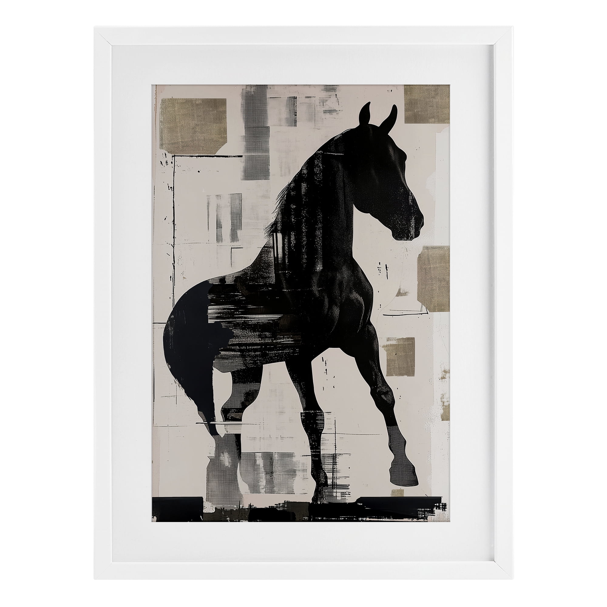 Equinity Horse Silhouette White Framed Print Under Glass, design by ...