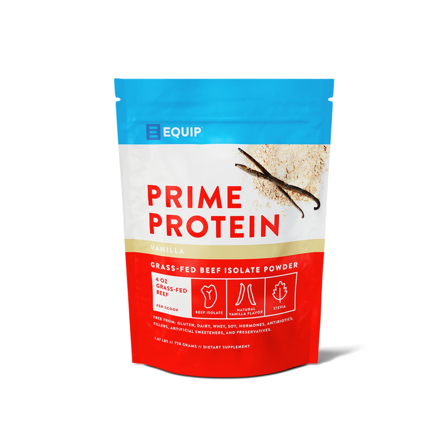 Equip Foods Vanilla Prime Protein Powder, Grass-Fed Beef Isolate, Paleo ...