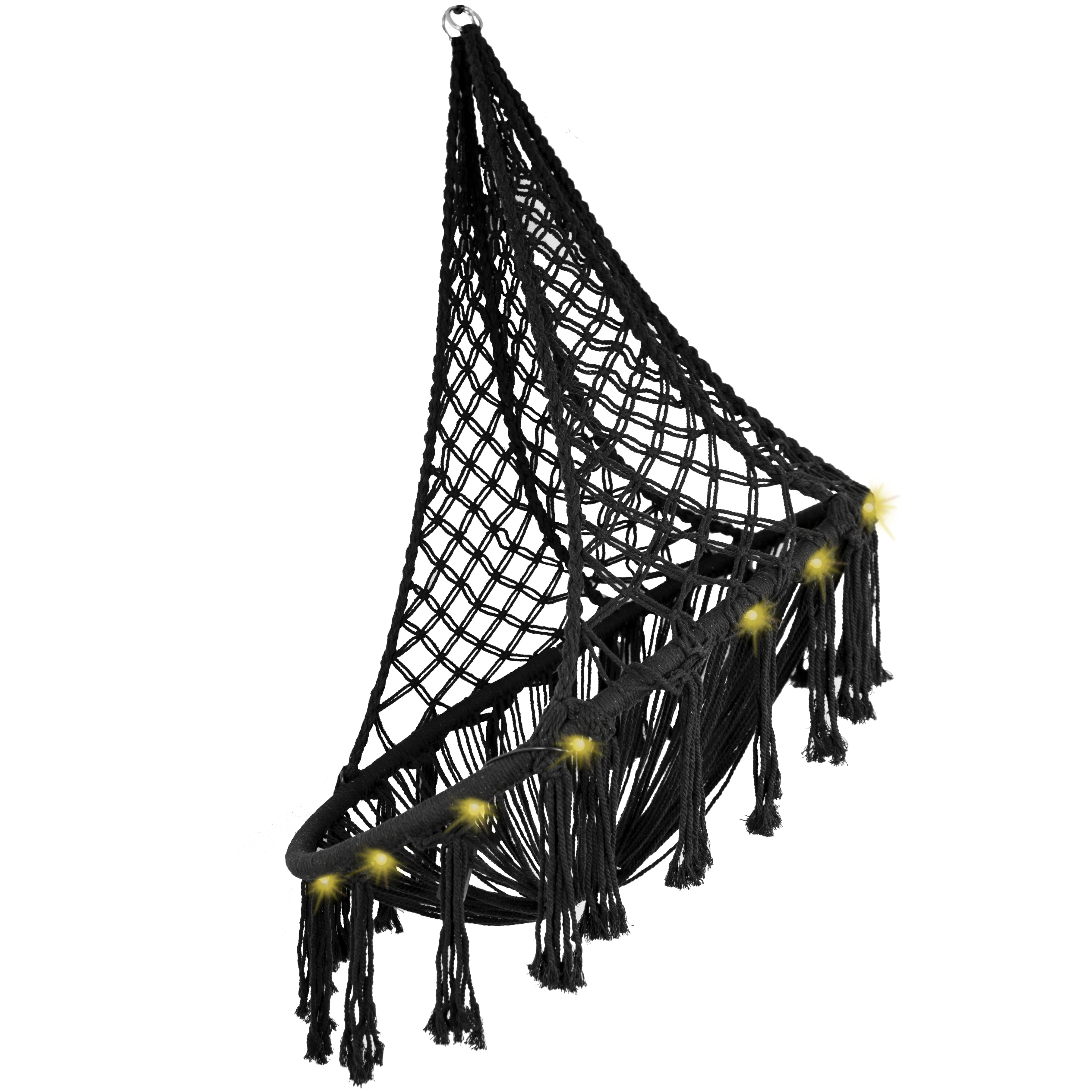 Equip Illuminated Avocado Macrame Hammock Black Chair, Size 36.61"L x ...